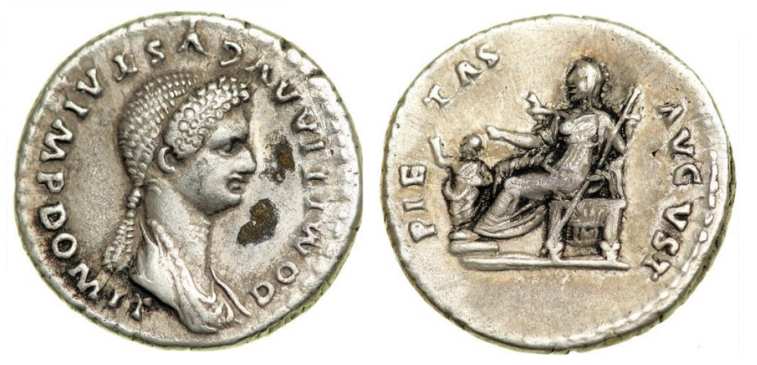 Domitia AR Denarius. 82-83 AD. DOMITIA AVGVSTA IMP DOMIT, draped bust ...