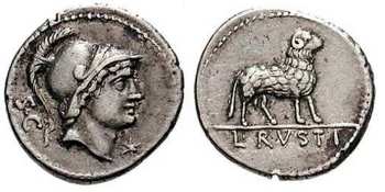 Rustia, Roman Republic Coins reference at WildWinds.com